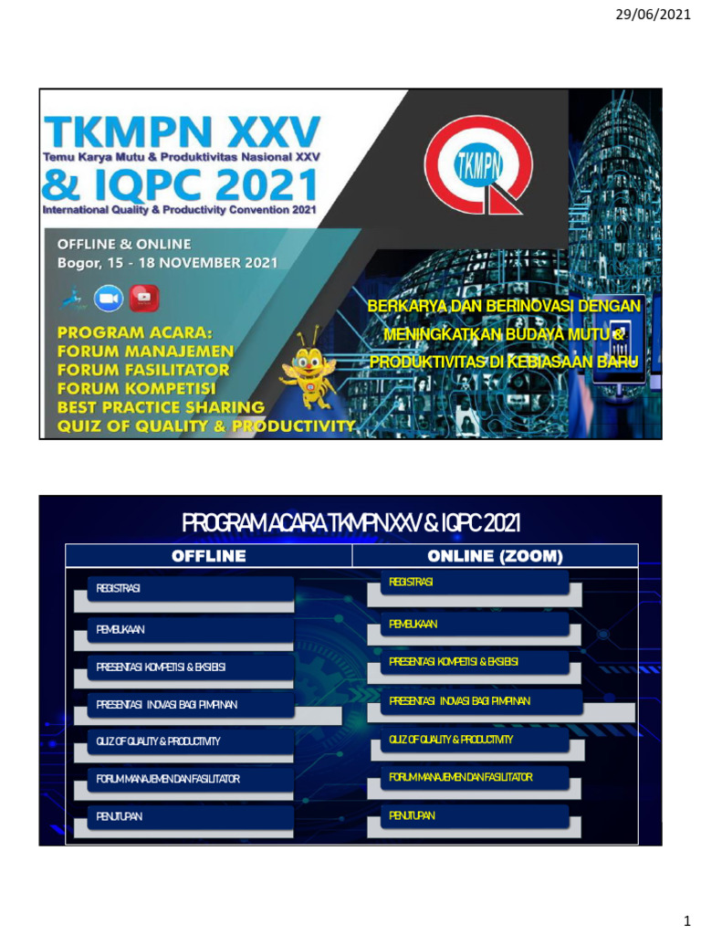 TKMPN XXV & IQPC 2021: Inovasi & Produktivitas | PDF