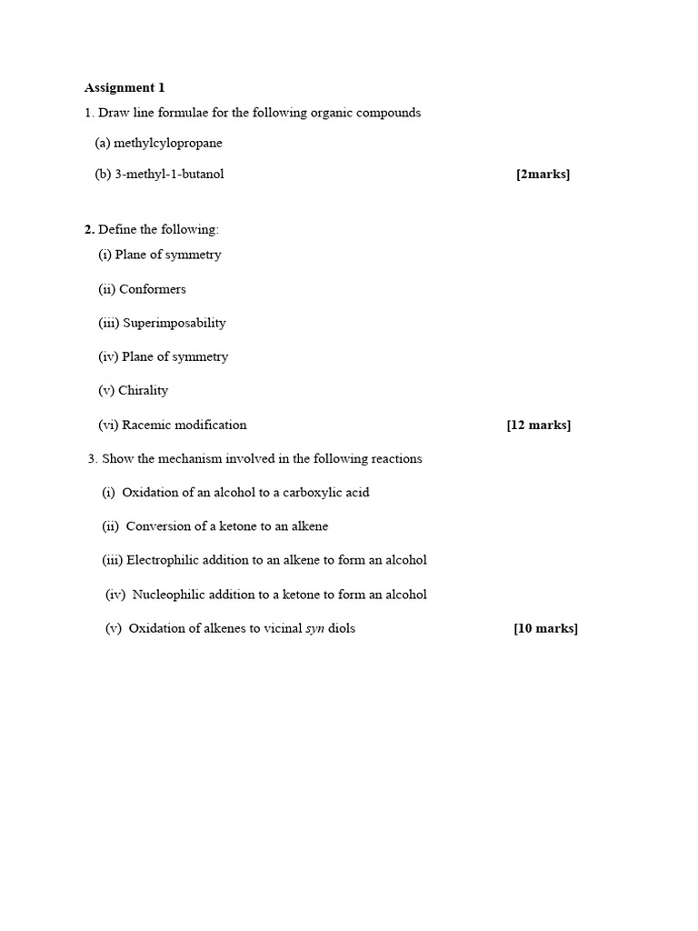 Organic Chemistry Assignments | PDF