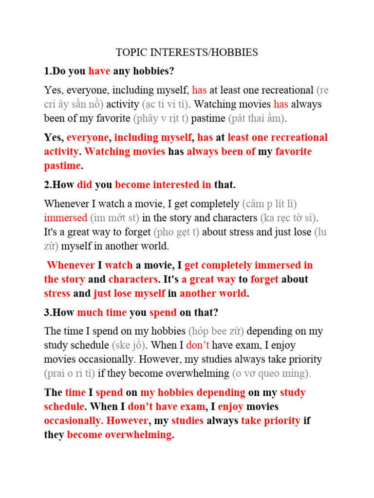 Topic Interests! | PDF