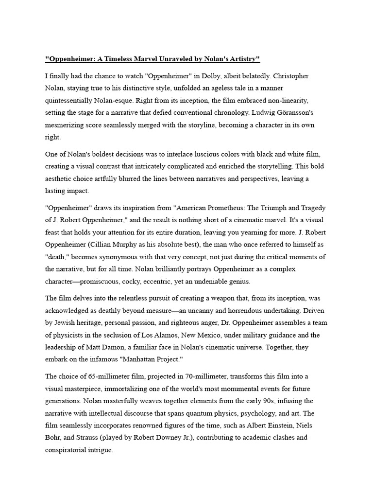 Oppenheimer Review | PDF