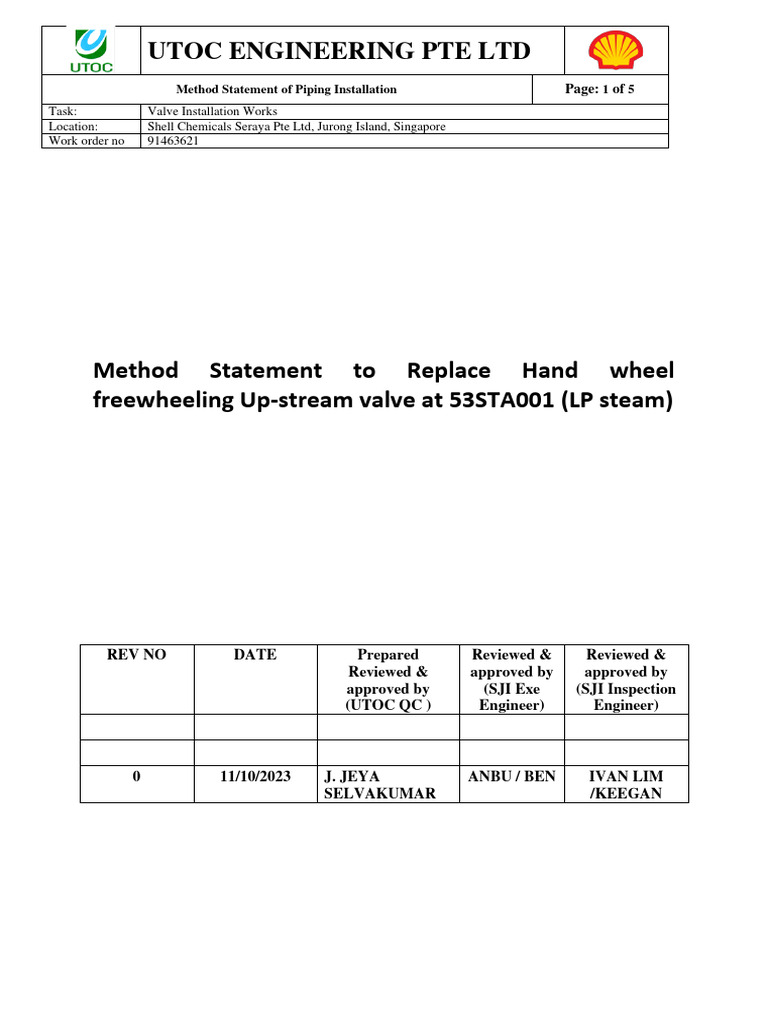 53sta001 (LP Steam) - Method Statement | PDF | Nondestructive Testing ...