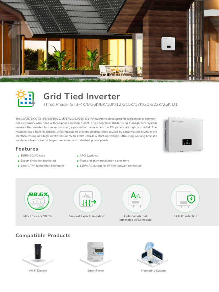 Grid Tied Inverter Three Phase 4-25kW | PDF | Photovoltaics ...