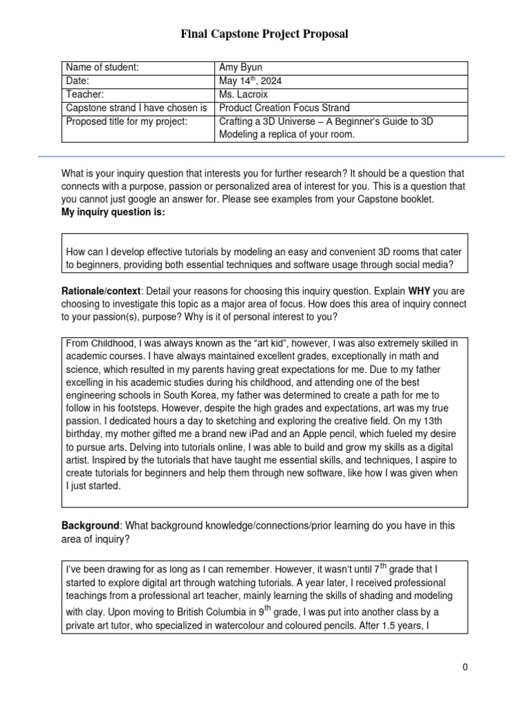 Capstone Proposal Good | PDF | 3 D Computer Graphics | Mentorship