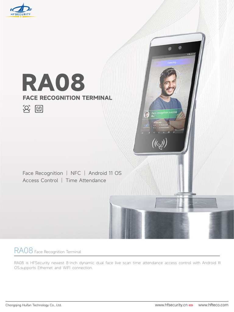 RA08 Face Recognition Terminal Specs | PDF | Android (Operating System) | Wi Fi