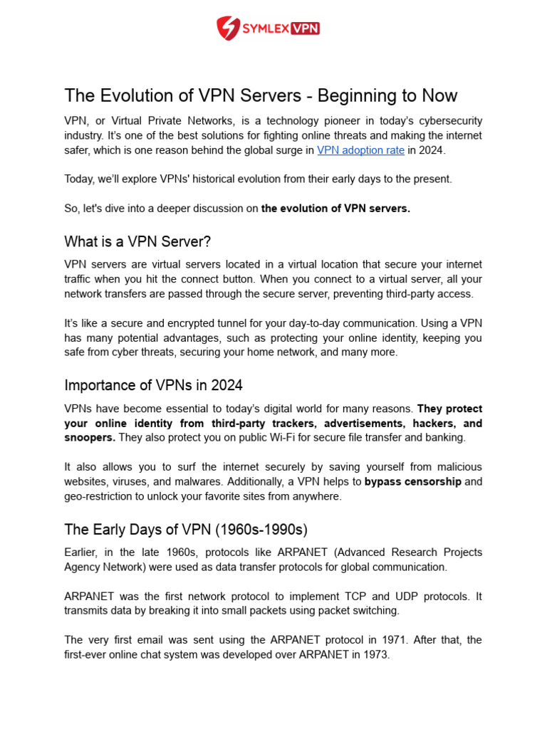 The Evolution of VPN Servers - Beginning To Now | PDF | Virtual Private ...