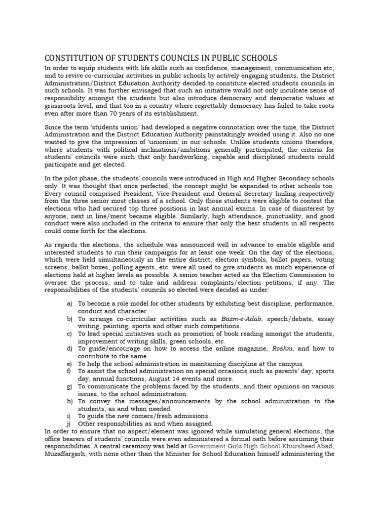 Student Councils in Public Schools | PDF | Elections