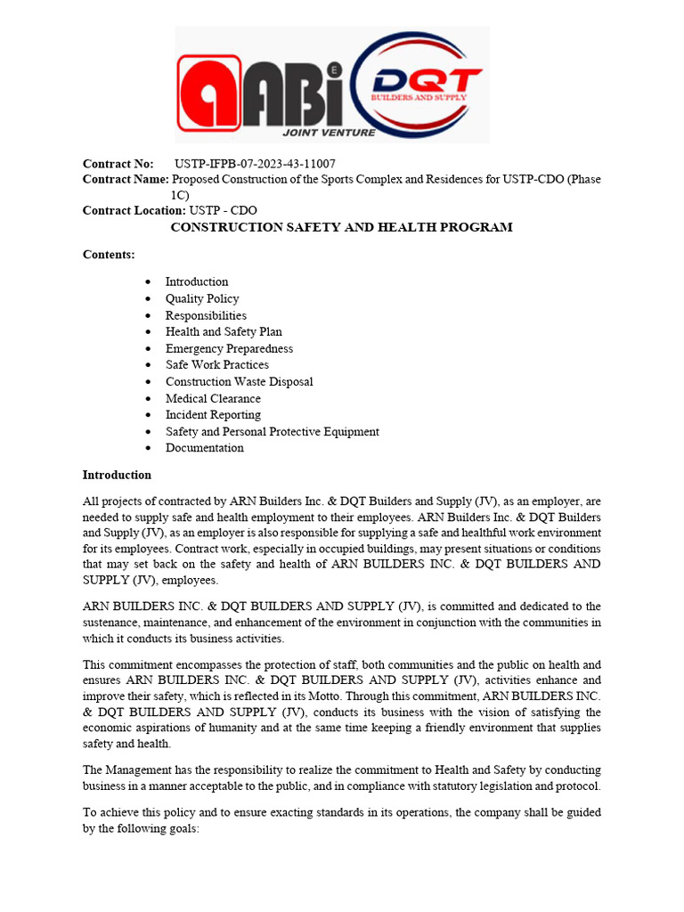 Construction Safety Health Program | PDF | Occupational Safety And ...