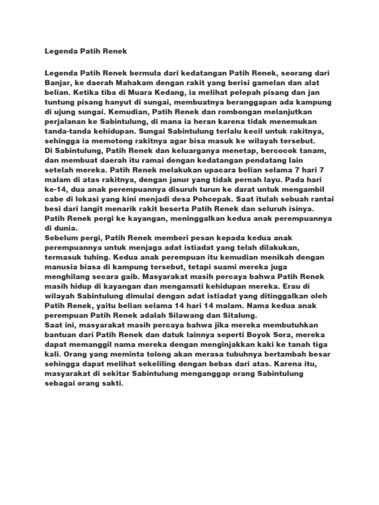 Legenda Patih Renek | PDF | Agama & Spiritualitas