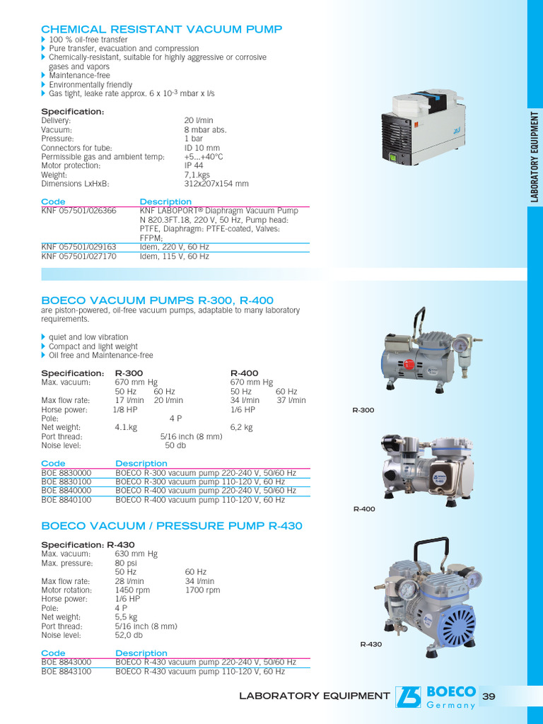 BOECO Vaccum Pumps 2016 | PDF | Pump | Vacuum