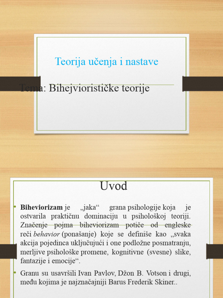Bihejvioristicke Teorije | PDF