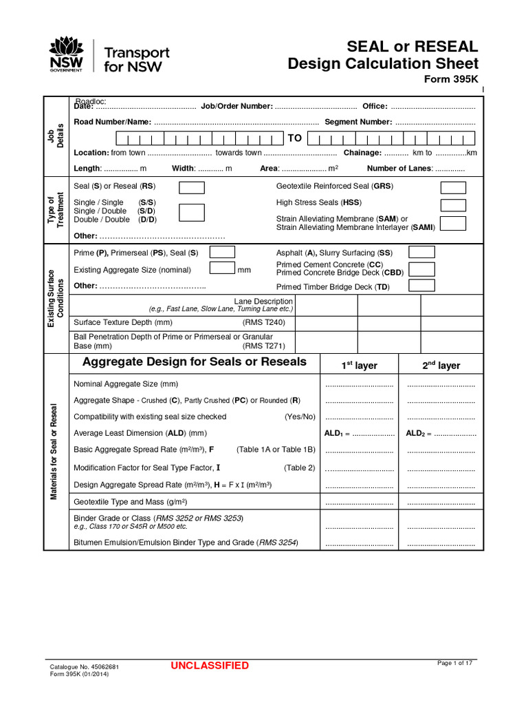 395k Seal Reseal Design Calculation Sheet | Download Free PDF | Road ...