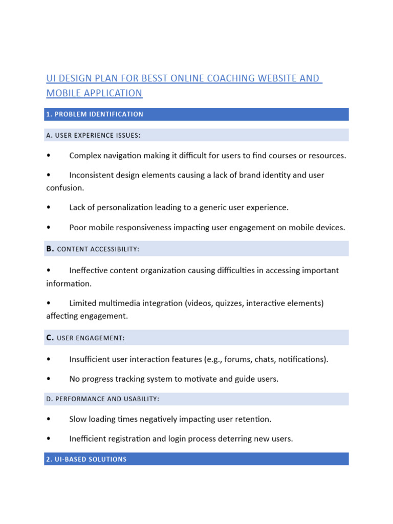 UI Design Plan for Coaching Platform | PDF | Usability | Mobile App