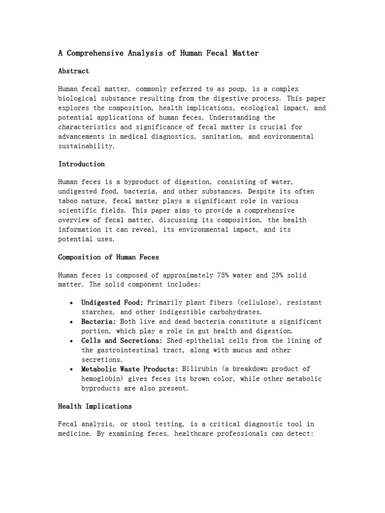 A Comprehensive Analysis of Human Fecal Matter | PDF | Human Feces | Feces
