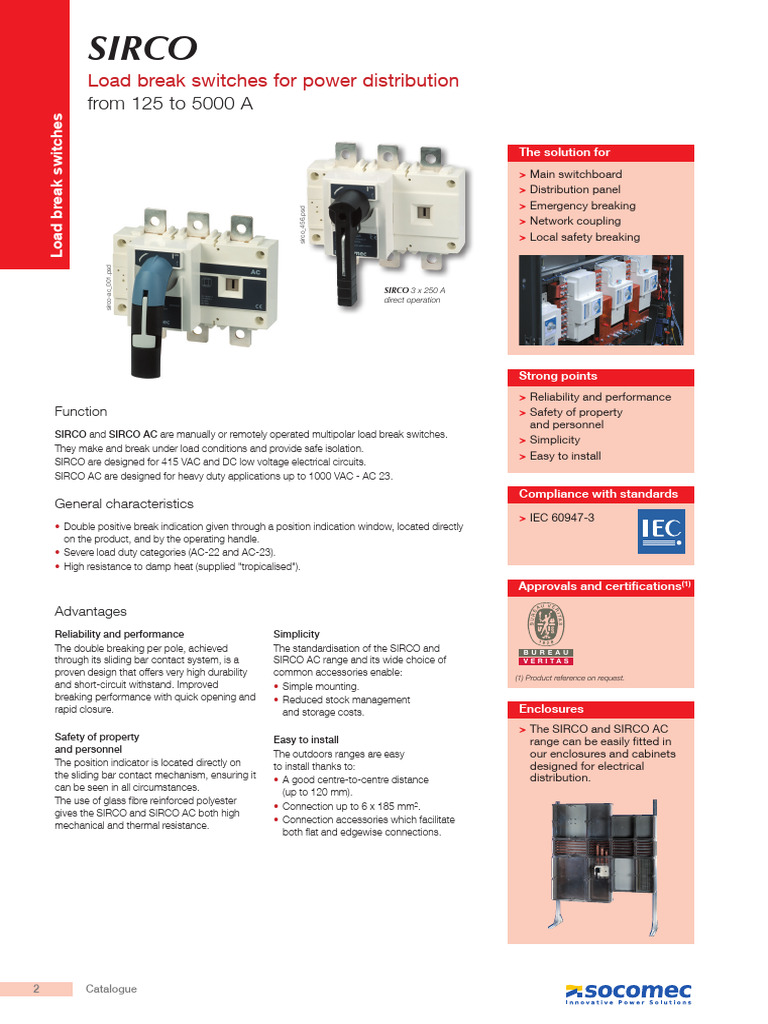 Sirco - Load Break Switches For Power Distribution From 125 To 5000 A - Catalogue - Pages - 2022 ...
