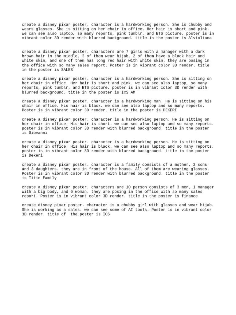 Create A Disney Pixar Poster. Chara | PDF