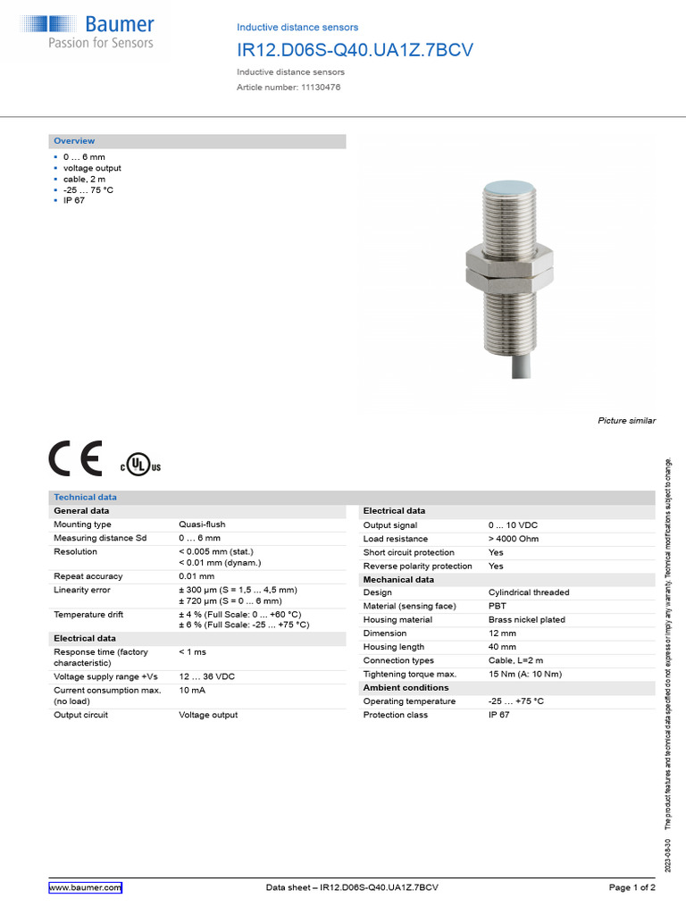 Inductive Sensor | PDF | Sensor | Manufactured Goods