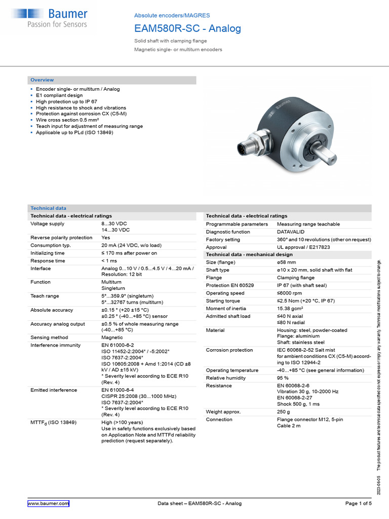 Baumer Encoder | PDF | Electrical Connector | Electrical Engineering
