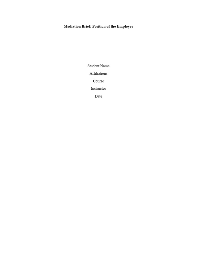 Mediation Brief | PDF | Employment | Mediation