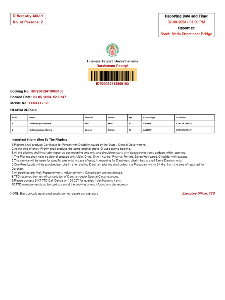 Tirumala Tirupati Devasthanams (Official Booking Portal) | PDF ...