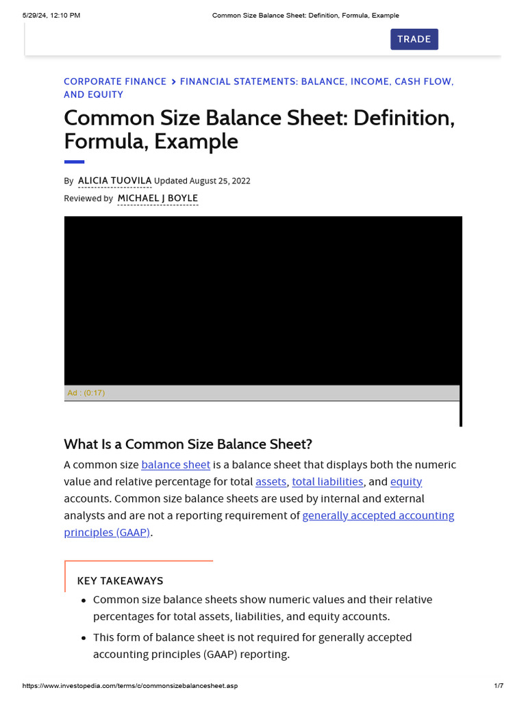 Common Size Balance Sheet - Definition, Formula, Example | Download ...