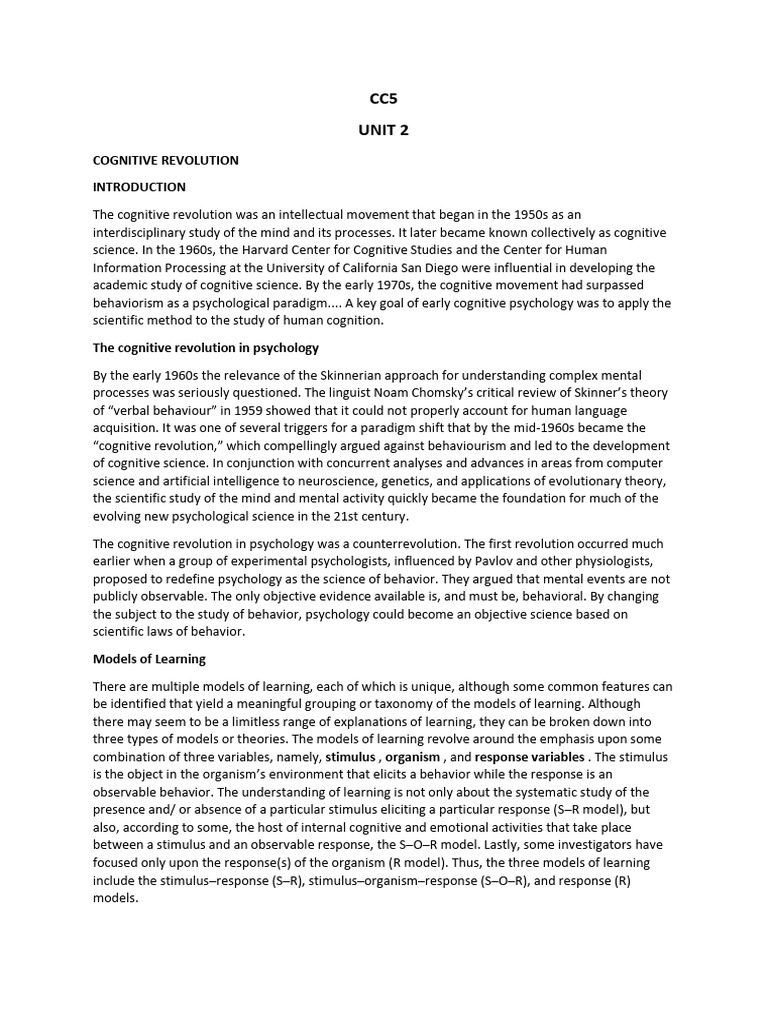 Cognitive Revolution | PDF | Learning | Psychology
