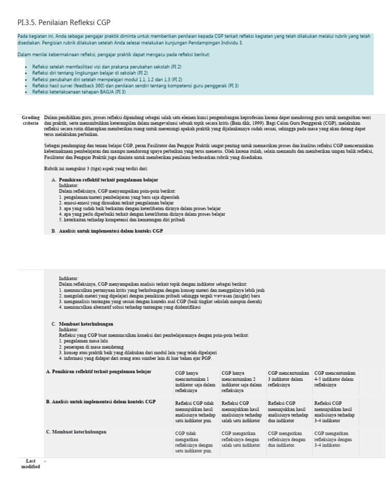 Penilaian Reflektif CGP | PDF