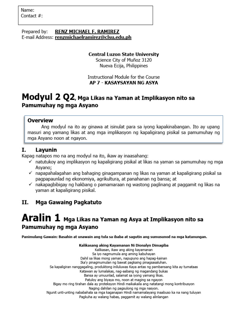 AP7 Week 9 10 Module 2 Quarter 2 | PDF