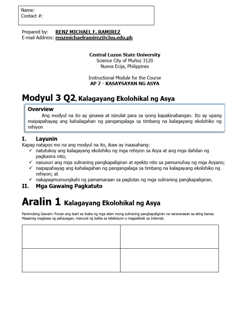 AP7 Week 11 12 Module 3 Quarter 2 | PDF