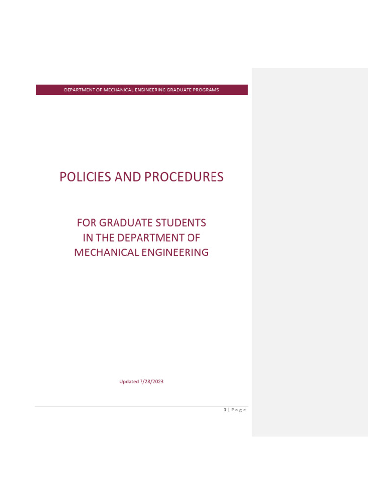 2023-24 ME Graduate Handbook | PDF | Course Credit | Postgraduate Education