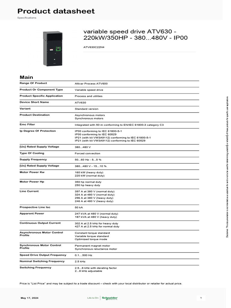 Schneider Electric - Altivar-Process-ATV600 - ATV630C22N4 | PDF ...