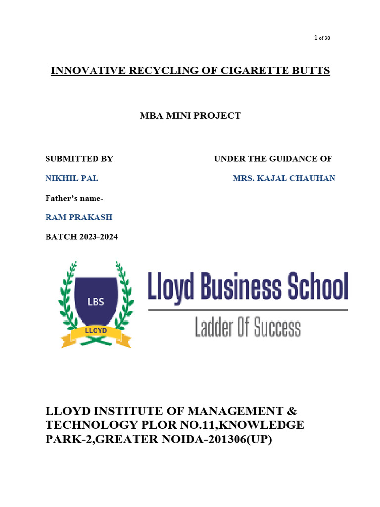 Nikhil Pal Project Mba1 | PDF | Odor | Waste Management