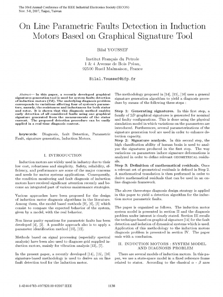 2007-On Line Parametric Faults Detection in Induction Motors Based On Graphical Signature Tool ...