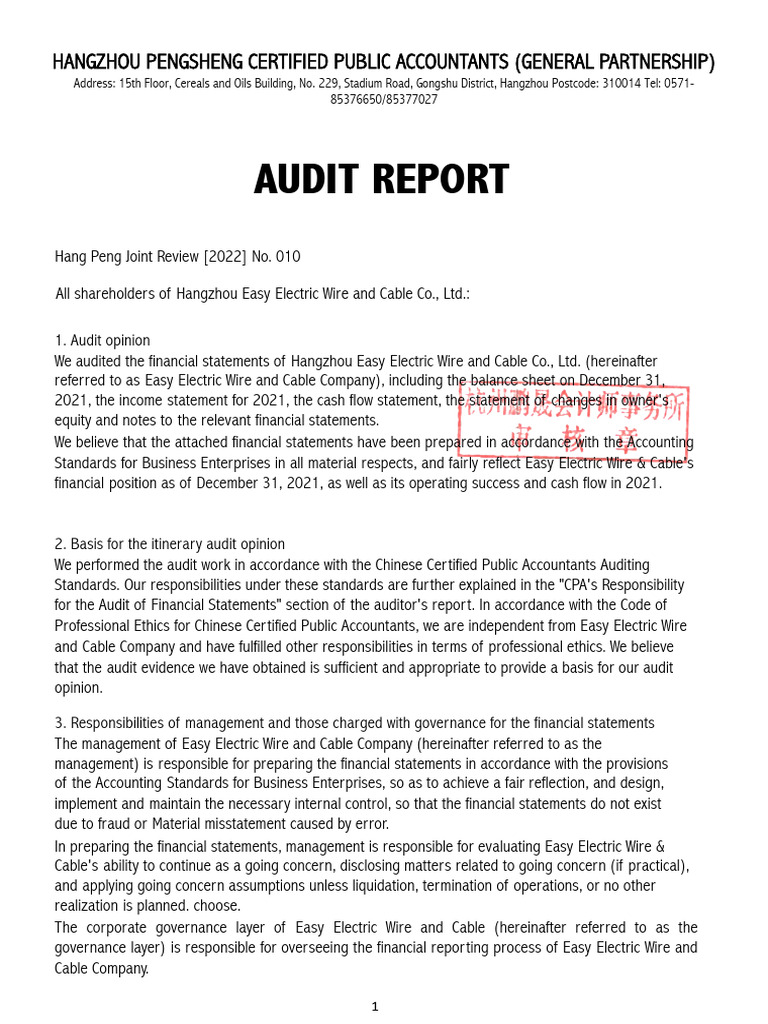 Ees Cable Audit 2021 v1.0 | PDF | Audit | Financial Audit