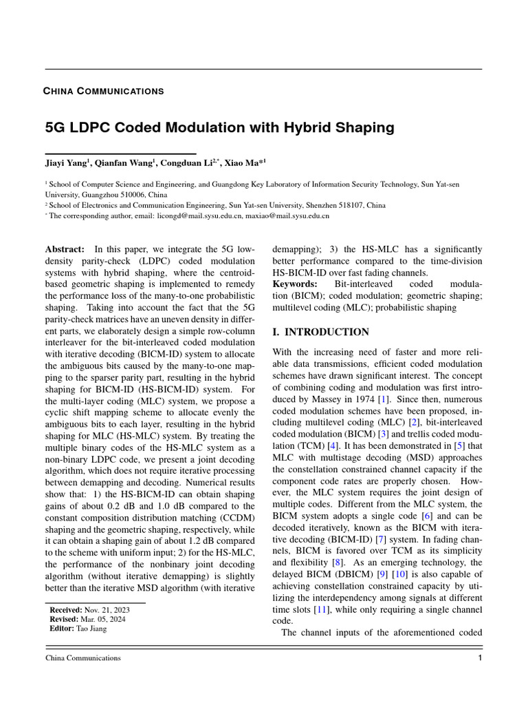 5G LDPC Coded Modulation With Hybrid Shaping | PDF | Low Density Parity ...