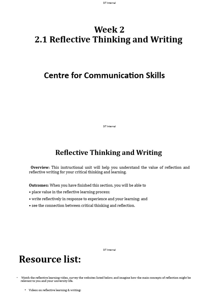 Reflective Writing for SIT Students | PDF | Thought | John Dewey