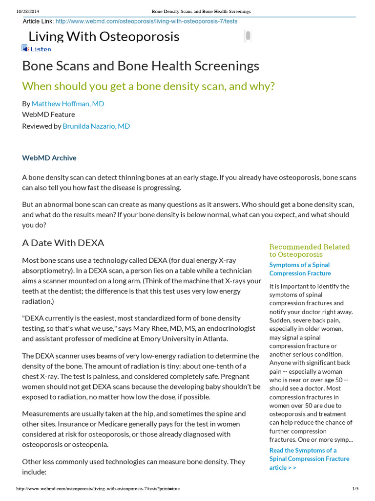 Bone Density Scans: Key Insights | PDF | Osteoporosis | Bone