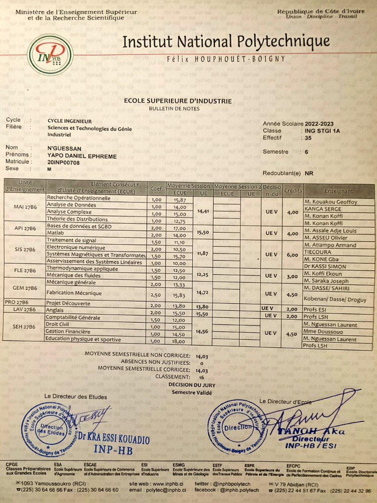 Bulletin Tronc Commun | PDF