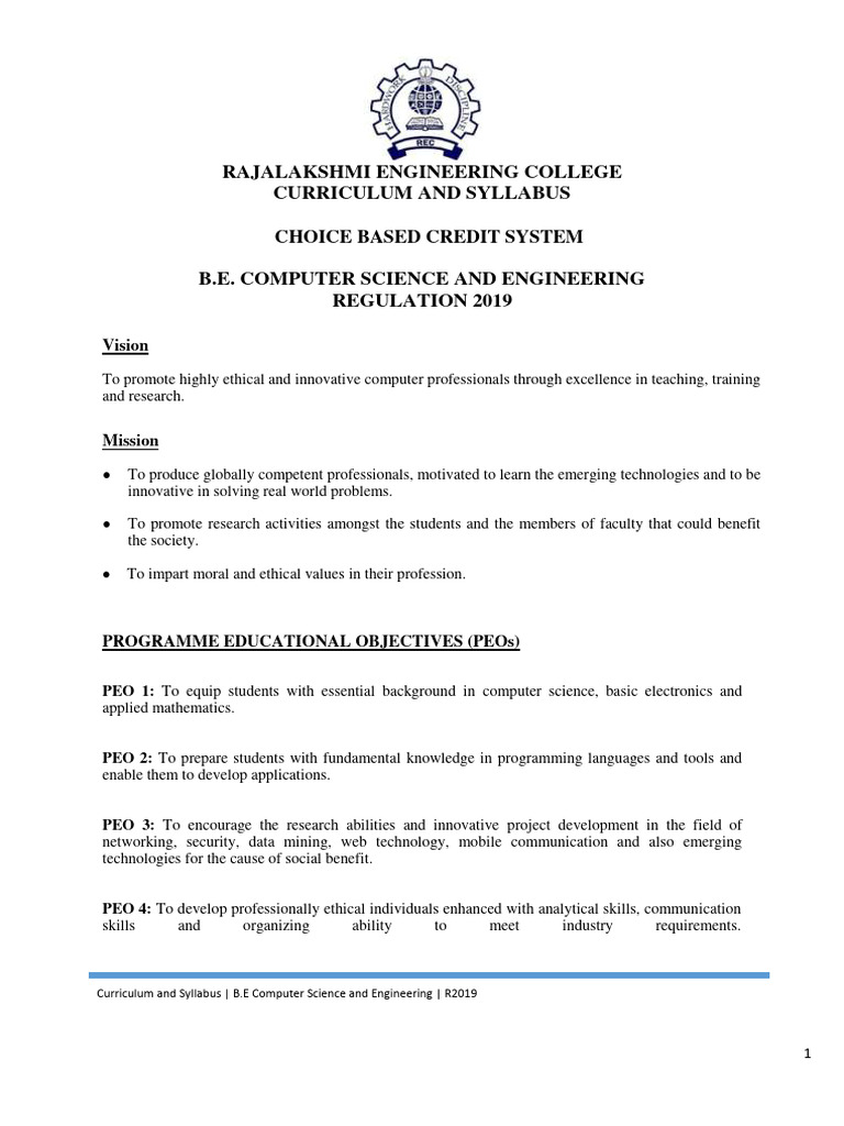 R2019 CSE Curriculum and Syllabus | PDF | Linear Map | C (Programming Language)