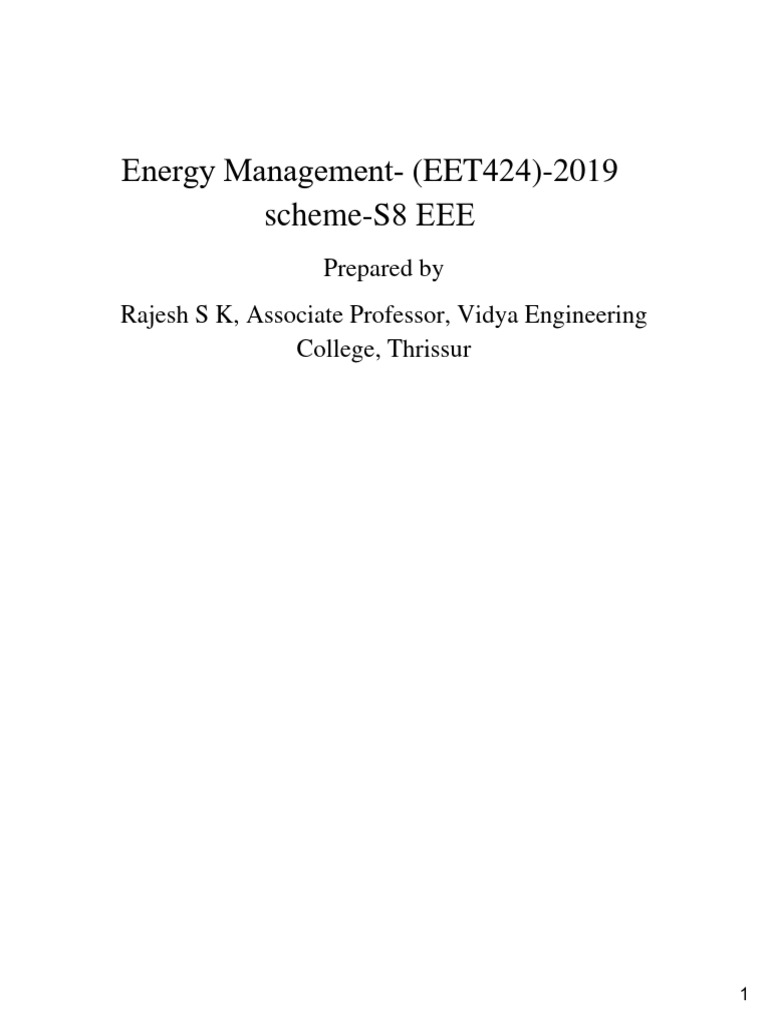 Energy Management Full Notes | PDF | Energy Conservation | Efficient ...