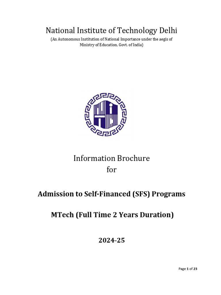 NIT Delhi M.tech Admission For Non Gate Students | PDF | Engineering ...