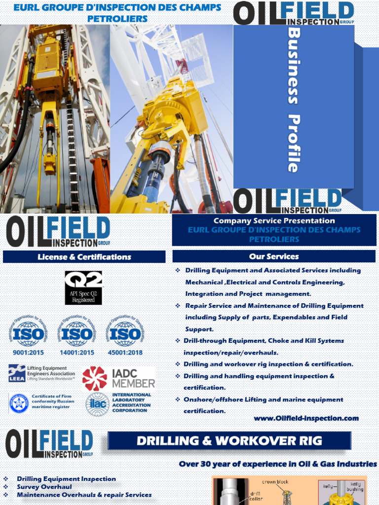 Oilfield Inspection Group Business Profile Eurl Groupe Dinspeciton ...