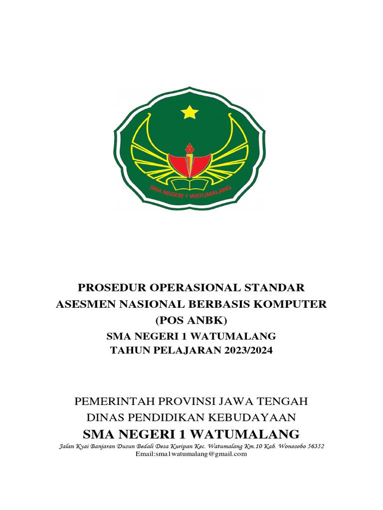 POS ANBK SMA Negeri 1 Watumalang 2023/2024 | PDF