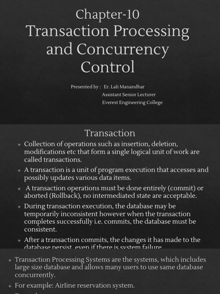 Chapter 10 Pdf Database Transaction Information Technology Management
