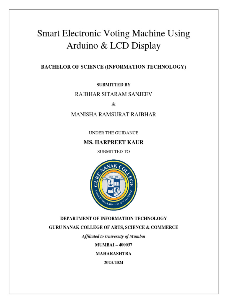 Smart - Electronic - Voting - Machine - Using - Arduino - & - LCD - Display New | PDF ...