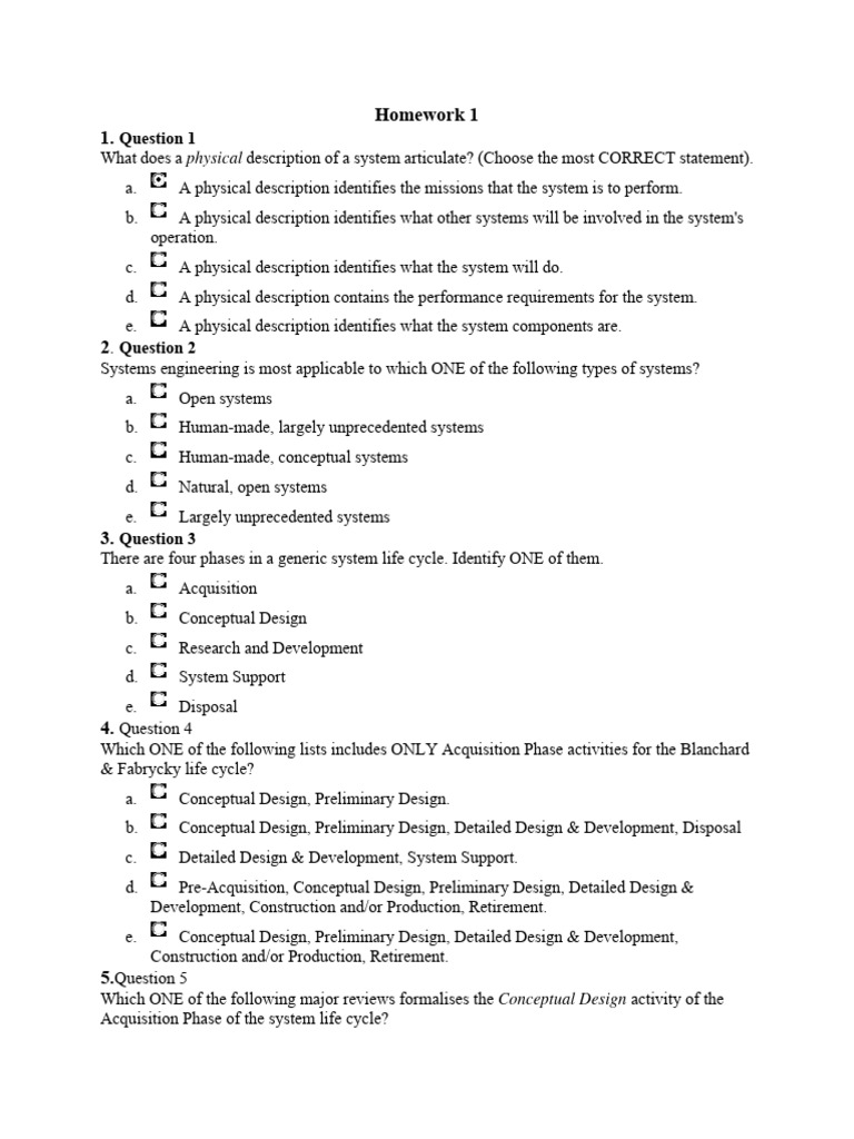 Homework 1 | PDF | System | Engineering