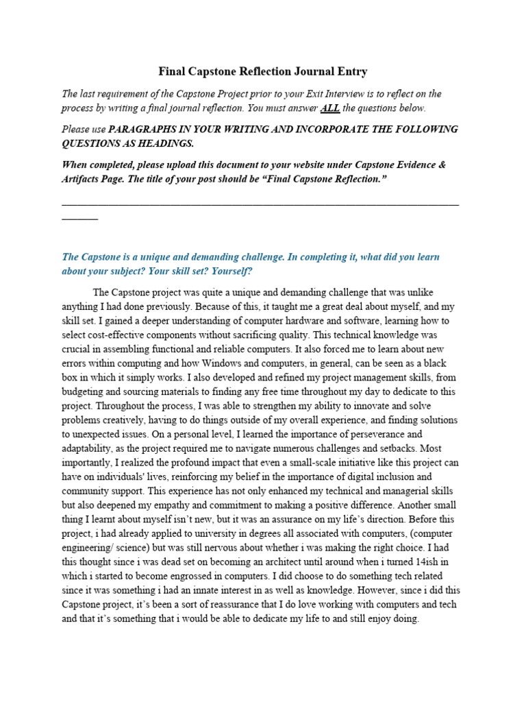 Capstone Final Reflection | PDF | Educational Technology