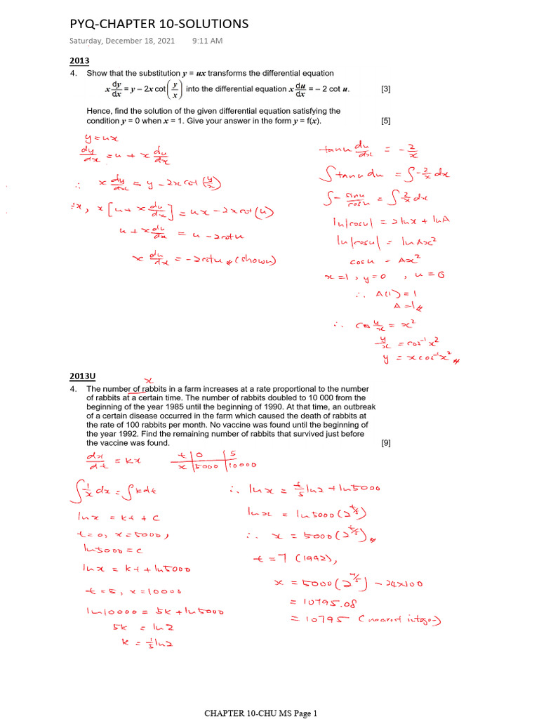 Pyq Chapter 10 Solutions | PDF