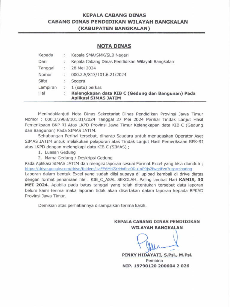 Nota Dinas Laporan Kib C | PDF