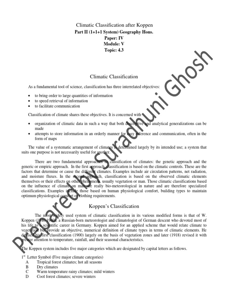 Climatic Classification After Koppen | PDF | Atmosphere | Natural ...