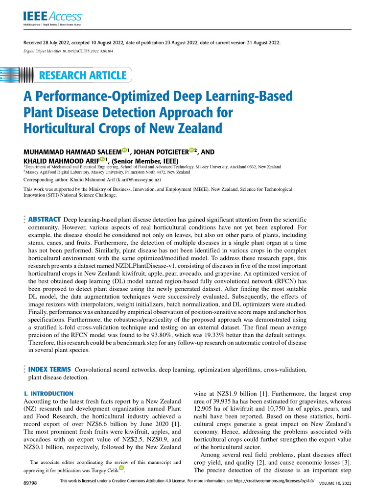 A Performance-Optimized Deep Learning-Based Plant Disease Detection Approach For Horticultural ...